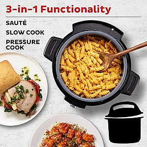 6QT Easy 3-in-1 Slow Cooker, Pressure Cooker, and Sauté Pot, Versatile Family Cooking, Black
