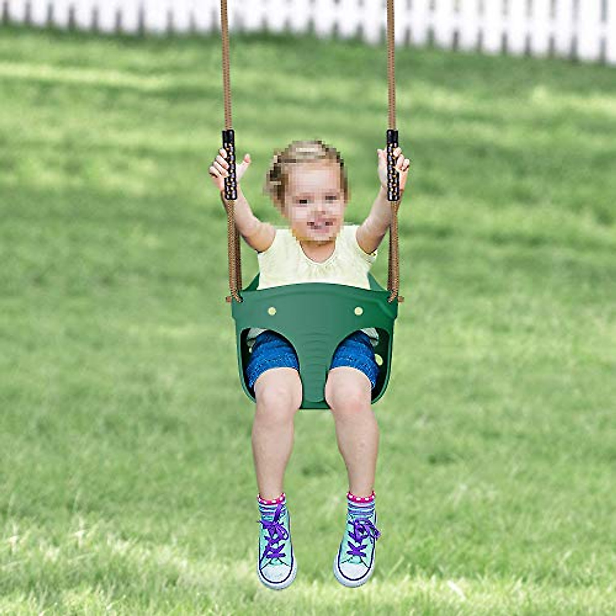 Dolibest Toddler Swing Set Accessories High Back Full Bucket Swing Seats w/Adjustable Rope and 4 Locking Carabiners, Cute Elephant Shape Design 600LB Capacity (2 Pack)