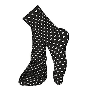CWTYEOXE White Black Polka Dot Socks for Men Women Casual Crew Socks Comfort Sport Work Mid Tube Stockings 40 Cm