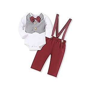 Yoveme Baby Boy Summer Clothes Gentleman Outfit Newborn Wedding Clothes Bowtie Tuxedo Formal Suit