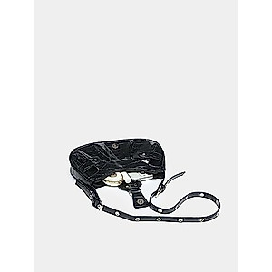 SweatyRocks Women's Buckle Leather Crocodile Embossed Zipper Handbag Shoulder Bag with Adjustable Strap Black one-size