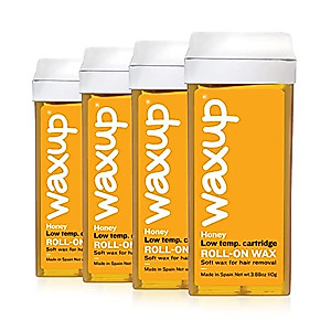 waxup Honey Roll On Wax, Hair Removal Wax Cartridge, Depilatory Wax Roller Refill for legs and arms 3.88 Ounce (4 Pack)