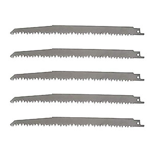 9" Stainless Steel Reciprocating Saw Blades for Food Cutting - 5TPI Big Teeth Stainless Steel Reciprocating Saw Blades Multi Cutting for Frozen Meat, Beef, Turkey, Bone, Wood, Pruning (5 Pack)