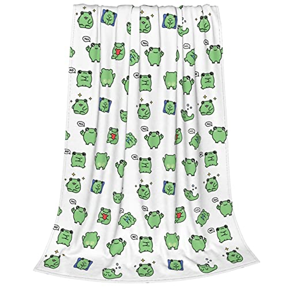 Cute Frog Soft Lightweight Fleece Throw Blankets Cozy Warm Fuzzy Plush Microfiber Blanket for Sofa Couch Bed All-Season 60"X50"