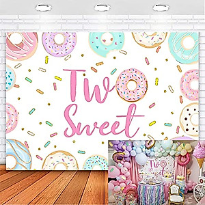 Avezano Two Sweet Donut Birthday Backdrop Sweet Donut Second Birthday Party Background 7x5ft Vinyl Sprinkles Donut Themed Birthday Party Decorations Backdrops for Girls