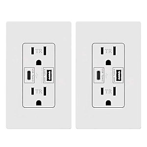 USB C Outlet PD, Power Delivery 24W Fast Charging Capability, Child Proof Safety Receptacles 15 Amp, Tamper Resistant Wall Charger for iPhone 14 Pro Max UL Listed Micmi (USB c PD 2pack)