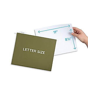 Blue Summit Supplies 25 Hanging File Folders, Reinforced Hanging Folders, Standard File Folders for Filing Cabinet, Letter Size, Green, 25 Pack