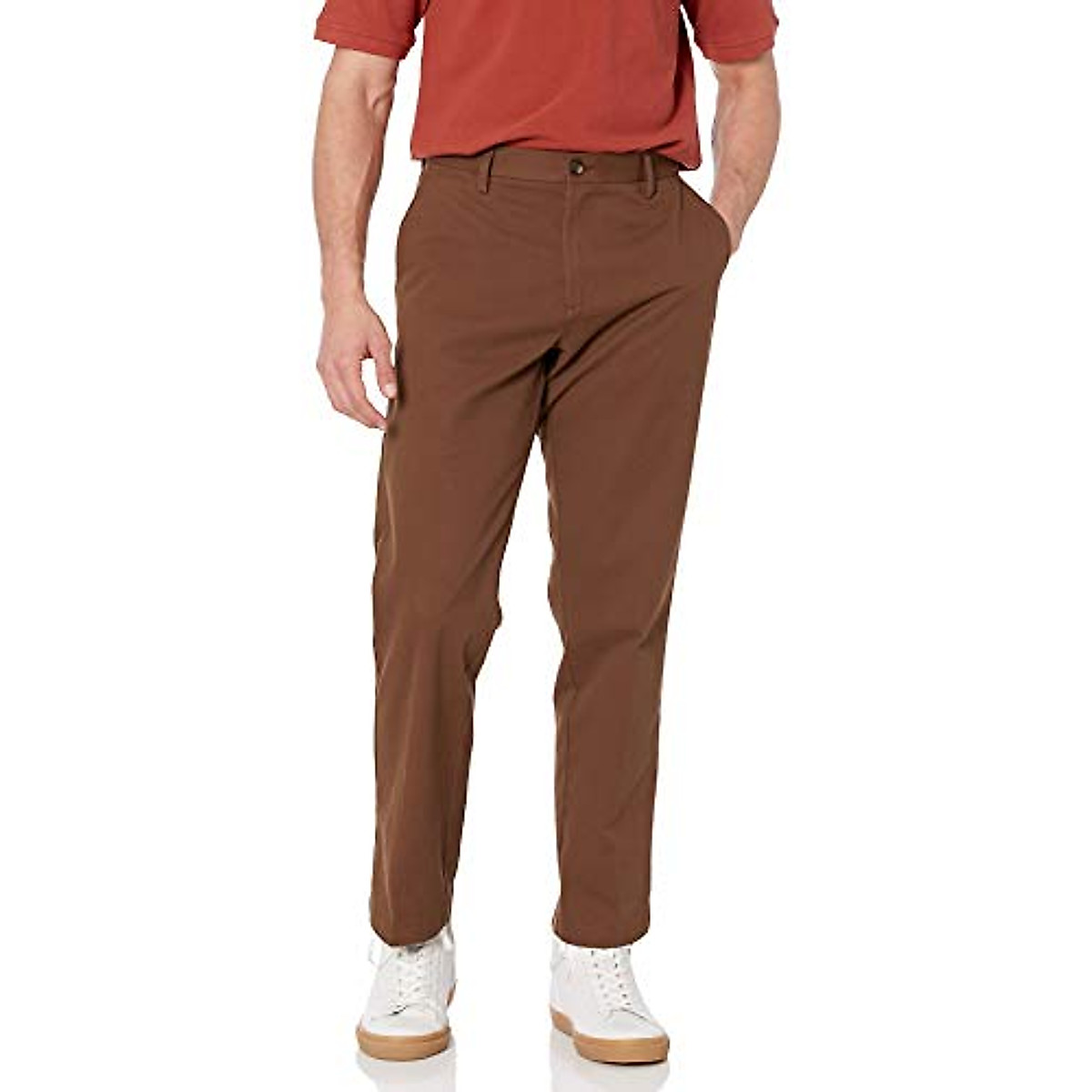 Amazon Essentials Men's Classic-Fit Wrinkle-Resistant Flat-Front Chino Pant (Available in Big & Tall), Brown, 30W x 30L