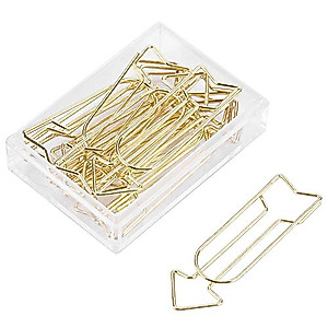 Bookmark Paper Clips, 12Pcs Gold Electroplating Metal Bookmark Clips, Arrow Shaped Funny Stationery Marking Clips for File Clips Bookmarks Photo Letter Holders Use