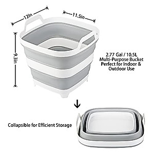 2 Pack Collapsible Ice Bucket with 2.77 Gal / 10.5L Each, Foldable Bottle Drink Cooler for Wine, Beer and Champagne, Space Saving Tub for House Cleaning, Outdoor Waterpot for Garden or Camping