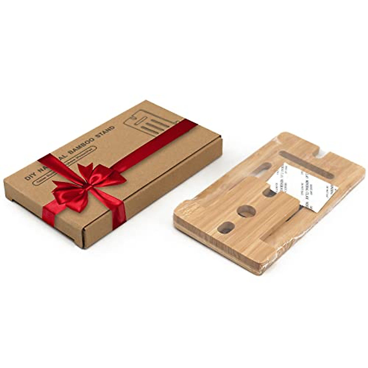 BambuMate Tablet Stand, Adjustable Tablet Holder, Tablet and Phone Holder, Cell Phone Stand Compatible with Smart Phone, Tablet -Natural Bamboo