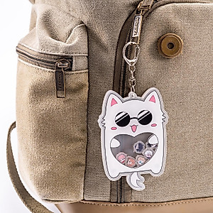 NoveltyShopFun Cute Cat Keychain Anime Cat Keychain Keyring for Backpack Bag Jewelry Accessories for Men Women (white cat)
