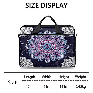 Floral Ethnic Mandala Laptop Computer Bag Waterproof Shoulder Messenger Bag 13-15 inch Durable Laptop Tote Bag with Shoulder Strap Handle Lightweight Crossbody Briefcase