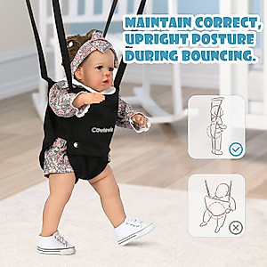 Cowiewie Baby Jumper with Strong Support Stand, w/Walking Harness Function, Baby Exerciser Quick-Fold and Storage