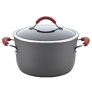 Rachael Ray - 87630 Rachael Ray Cucina Hard Anodized Nonstick Cookware Pots and Pans Set, 12 Piece, Gray with Red Handles