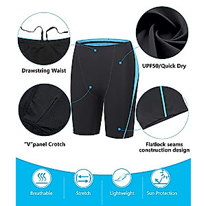 MIVEI Boys Swim Jammers - Youth Competitive Swim Racing Team Swimming Shorts Swimsuit Trunks Bathing Suit Quick Dry UPF 50+ Black/Blue