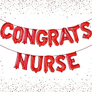 Congrats Nurse Balloons, Red - Nurse Graduation Decorations 2023 | Congrats Nurse Decorations | Nurse Graduation Party Supplies | Nurse Graduation Balloons for Nurse Graduation Party Decorations 2023