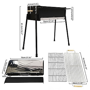 Portable Charcoal Grills 11.42 * 25.79 IN Foldable Camping Barbecue Grill for Outdoor BBQ for Outdoor Cooking Camping Hiking & Any Outdoor Event