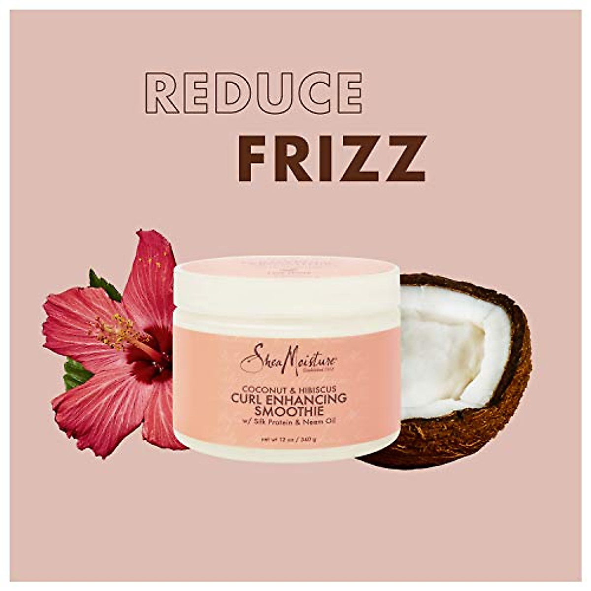 SheaMoisture Smoothie Curl Enhancing Cream for Thick, Curly Hair Coconut and Hibiscus Sulfate and Paraben Free 12 oz