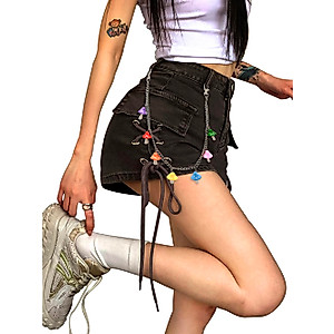 Cute Mushroom Chain Women Pant Chain Colorful Pocket Chain Jean Chain Belt Body Waist Chain Jewelry Aesthetic Accessories Cool Stuff