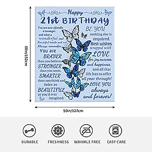21st Birthday Gifts for Her Daughter, 21 Year Old Gifts for Her Meaningful, Gifts for 21 Year Old Female in College, Happy 21st Birthday Decorations for Her Women, 2001 21st Blanket 50x60 Inches
