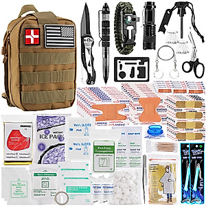 Survival First Aid Kit, Molle Medical Pouch 282PCS Outdoor Emergency Survival Gear and Equipment for Hiking Camping Hunting Car Boat Home Travel and Adventures, Perfect Gifts for Him Men