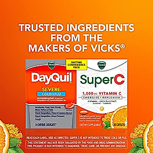 Vicks DayQuil & Super C Convenience Pack: DayQuil Severe Medicine for Cold & Flu Relief, Conveniently Packaged with Super C Energize and Replenish* Daily Supplement with Vitamin C, B Vitamins, 52ct
