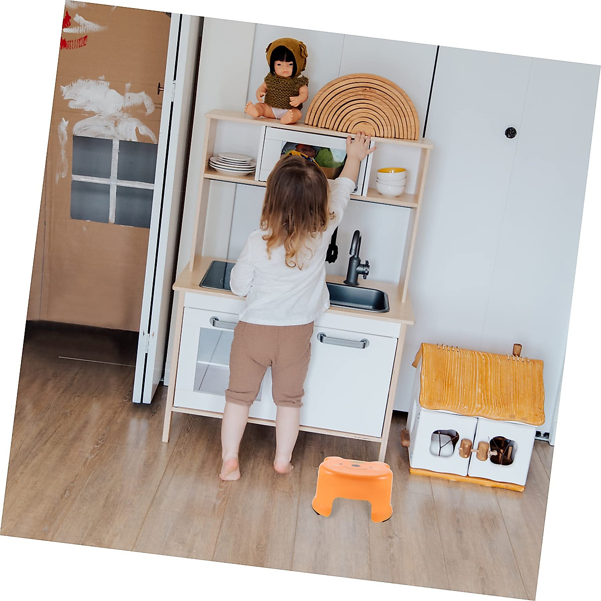 jojofuny Training Footstool Stools Baby Chairs Stool and Living Room Anti- Supplies Bathroom Anti-Skid Foot Skid Potty Home Helper Toilet Step Orange Kitchen Pregnant Cartoon for Kids