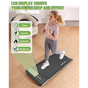 Walking Pad, AKLUER 2 in 1 Walking Pad Treadmill, 2.25 HP Under Desk Treadmill with 265 Weight Capacity, Portable Walking Treadmill for Home, Office, Light Weight Electric Walking Jogging Machine