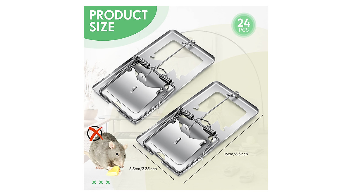 24 Pcs Metal Rat Traps - Humane, Durable & Reusable for Rodent Control