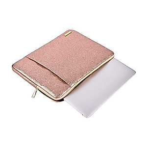 MOSISO Laptop Sleeve Compatible with MacBook Air 13 M2 A2681 M1 A2337 A2179 A1932/Pro 13 inch M2 M1 A2338 A2251 A2289 A2159 A1989 A1706 A1708, PU Leather Vertical Padded Bag Waterproof Case, Rose Gold