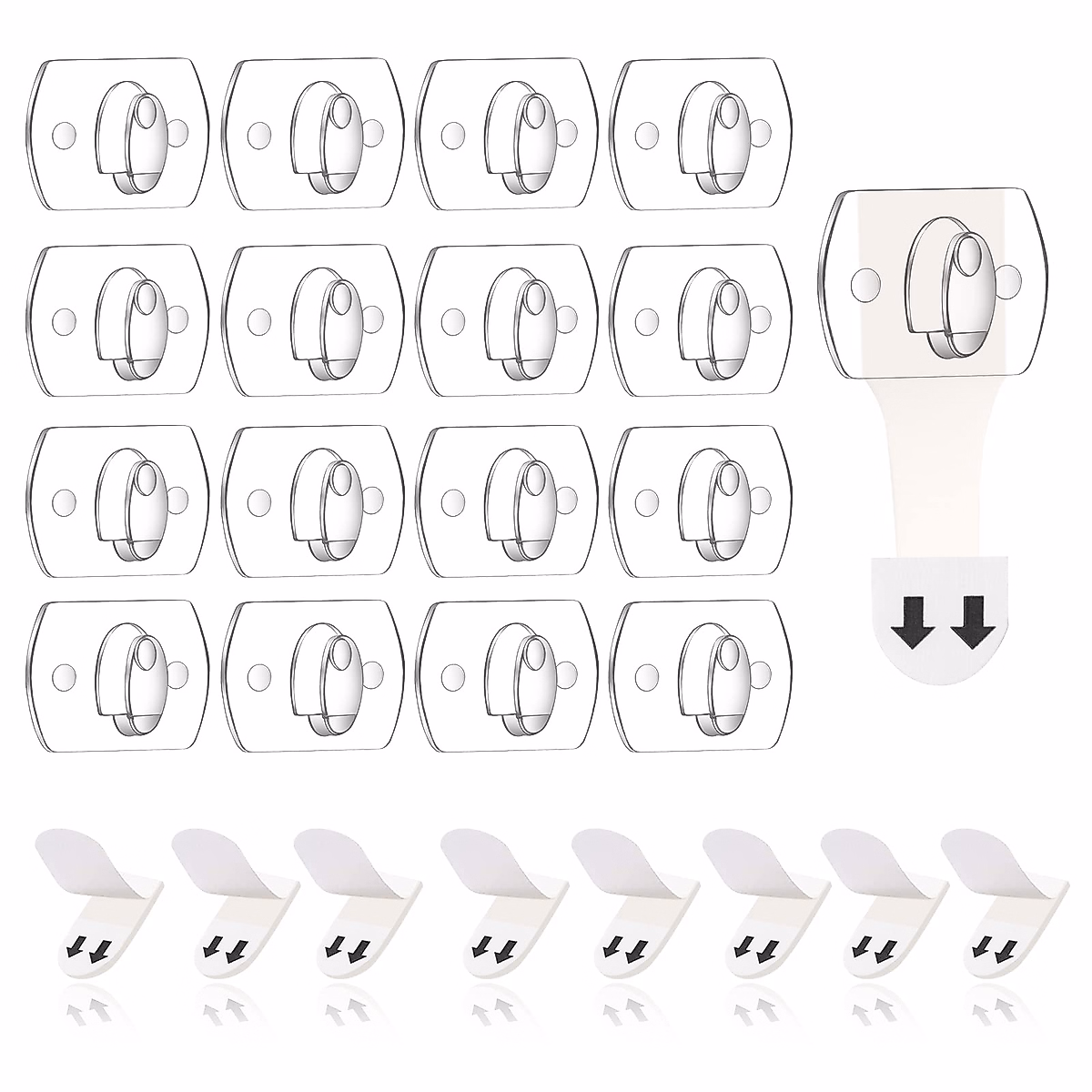 Ainiv 2-Packs Indoor Mini Light Clips, Damage Free Hanging Christmas String Light Hooks with Adhesive Strips, Clear Wall Clips for Hanging Lights Xmas Decor and Cables, 40 Clear Clips and 40 Strips