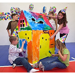 Easy Playhouse - Kids Art and Craft for Indoor and Outdoor Fun, Color, Draw, Doodle on this Blank Canvas – Decorate and Personalize a Cardboard Fort, 34" X 27" X 48" - Made in USA, Age 3+