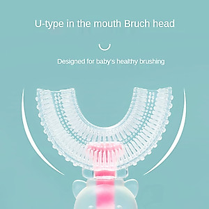 4PCS Kids U-Shaped Toothbrush,360° Toothbrush Kids,Food Grade Soft Silicone Brush Head,Oral Teeth Cleaning Design(Blue+Pink, 2-6 Ages)