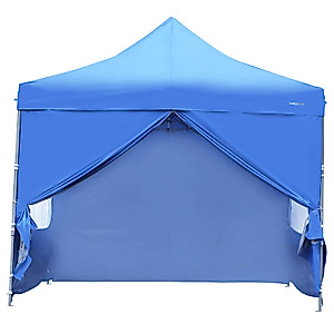 10x10 Ft Pop up Canopy Tent Instant Folding Shelter with 4 Removable Sidewalls for Tailgating Party Blue