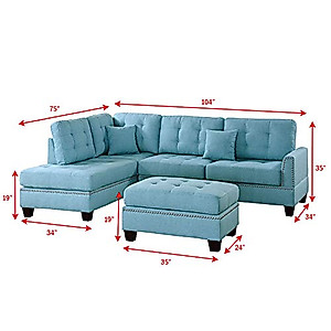 Poundex PDEX- Sofas, Light Blue