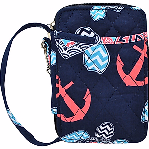 NGIL Sea Turtle Anchor Print Quilted Wristlet Wallet