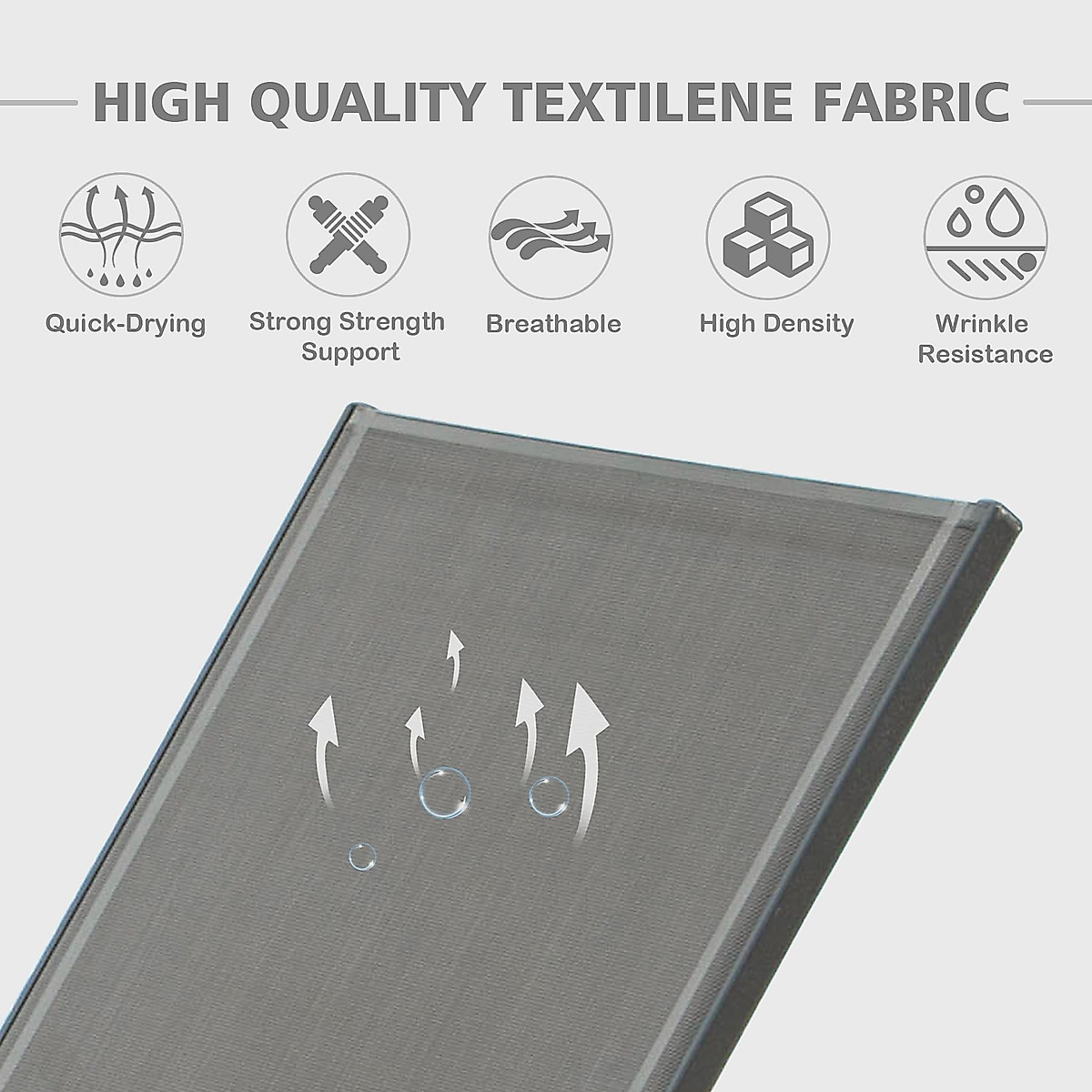 SHPAI Outdoor Chaise Lounge 3 Pieces Aluminum Patio Lounge Chair with 5 Adjustable Position Recliner Chair Outside Tanning Chairs for Patio, Beach, Yard, Pool, Side Table Included (Gray)