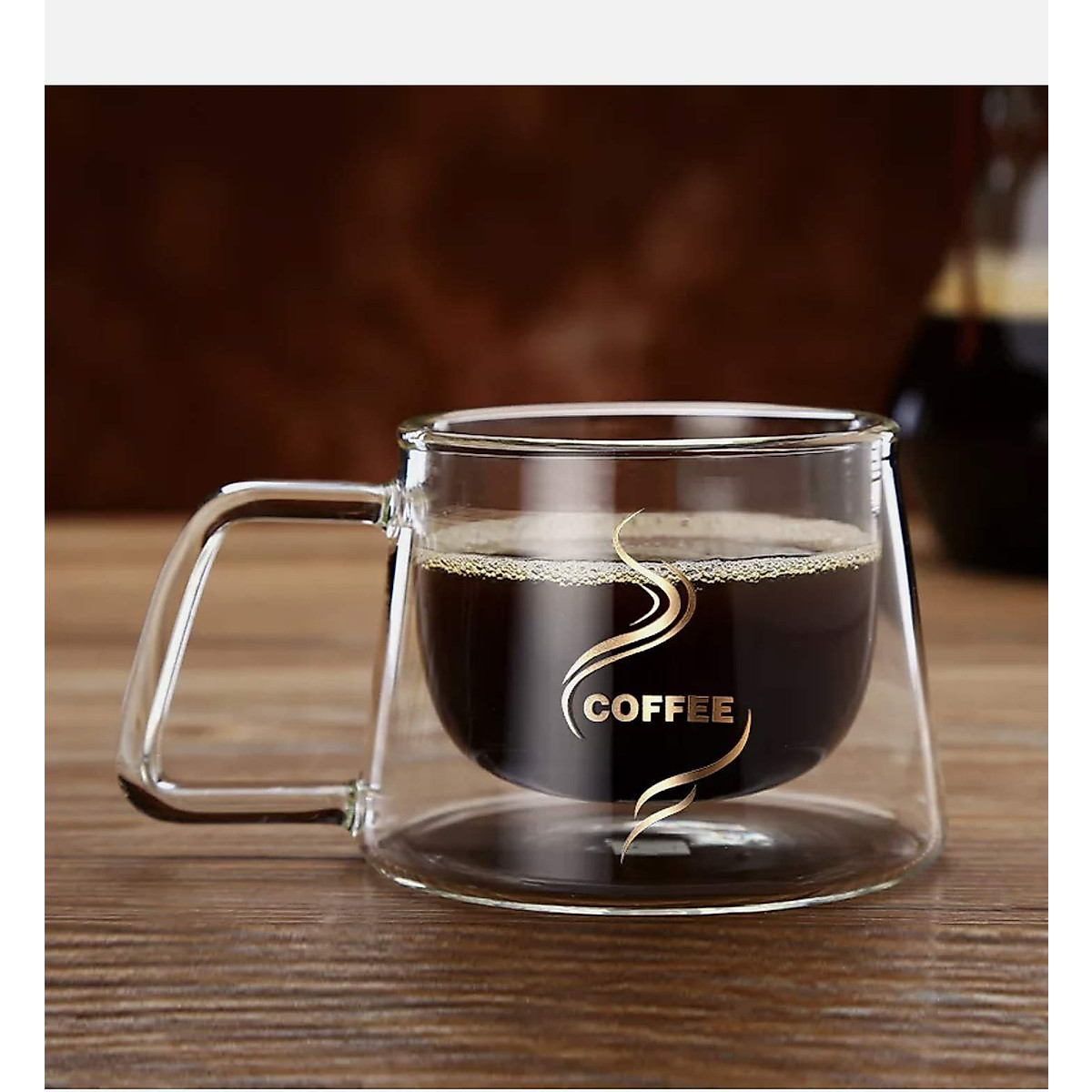 Virgin Forest Espresso Cups, Double Wall Lnsulated Glasses Cup, Clear Glass Coffee Mugs with Handle (7 oz)