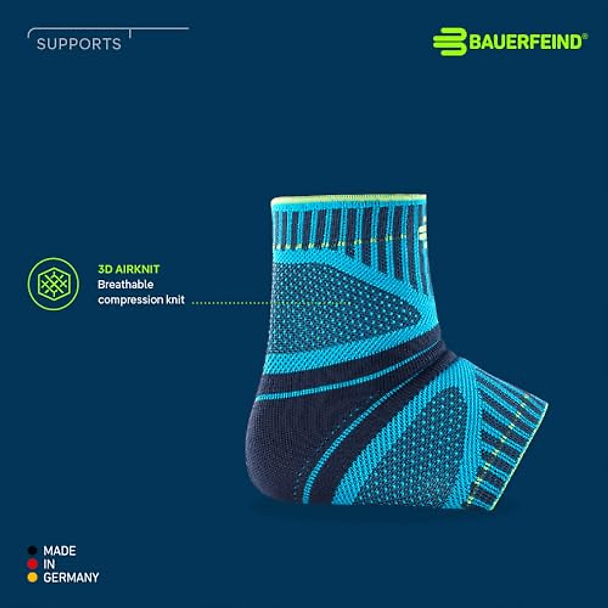 Bauerfeind Sports Ankle Support Dynamic - Ankle Compression Sleeve for Freedom of Movement - 3D AirKnit Fabric for Breathability - Premium Quality & Washable (M, Black)
