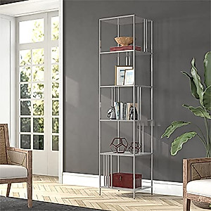 Henn&Hart 18" Wide Rectangular Bookcase in Silver, for Home Office, Living Room