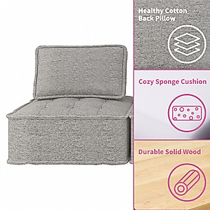 Mixoy Modular Sectional Sofa, Couch for Living Room Office Apartment Resting, 1 PCS DIY Combination Oversized Sleeper Sofa Bed, Comfy Floor Couch | Light Grey