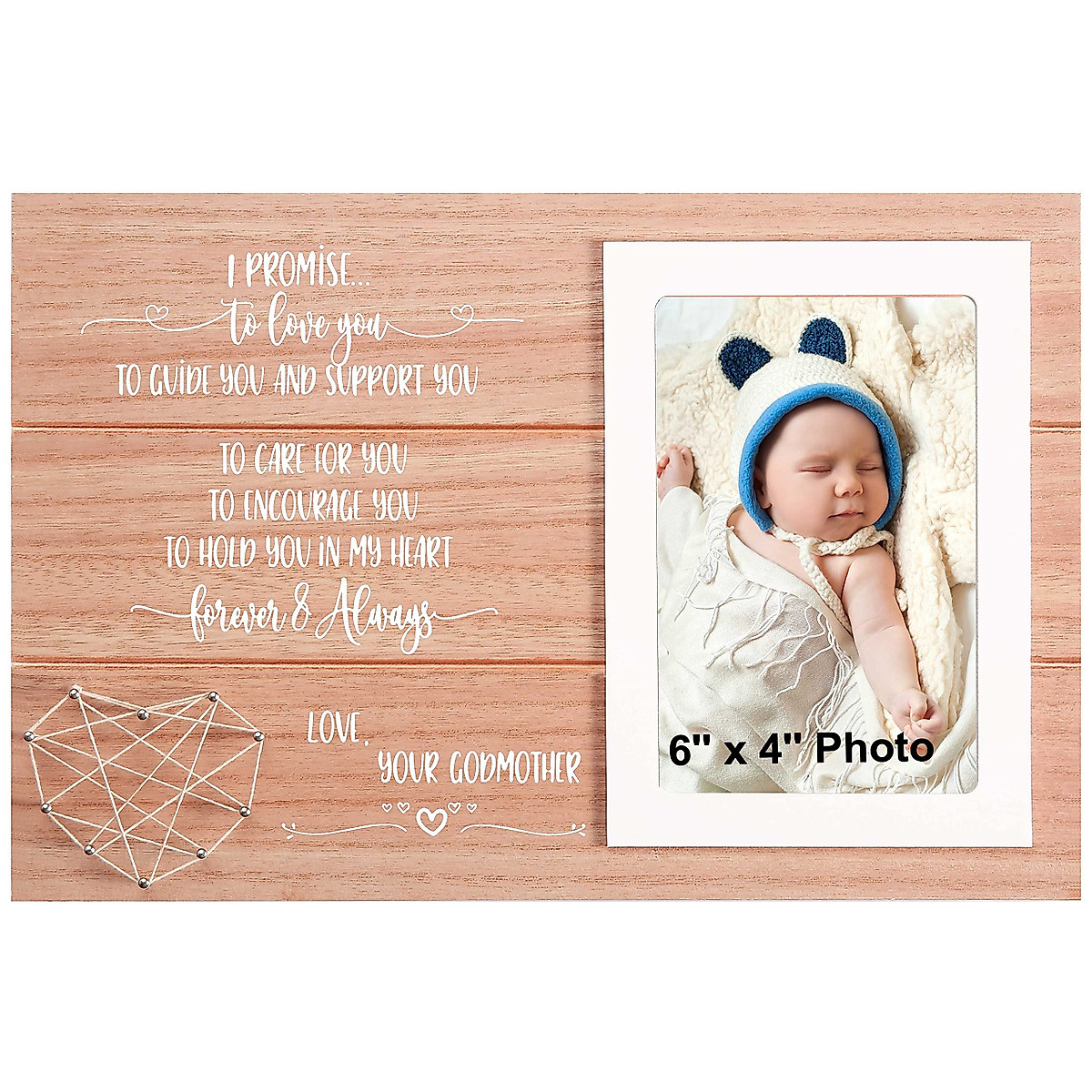 Sioial Godchild Godson Goddaughter Frame Gift from Godmother-Baptism Picture Frame Gift for Godchild- Christening Keepsake Photo Frame Gift - Unique Milestones Dedication Gift for Godchild