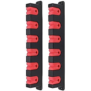 Ducurt Fishing Rod Rack Holders Wall-mounted Fish Pole Holder for Garage & Boat 6-Rod Storage Racks (Horizontal Red, 1 Pair)