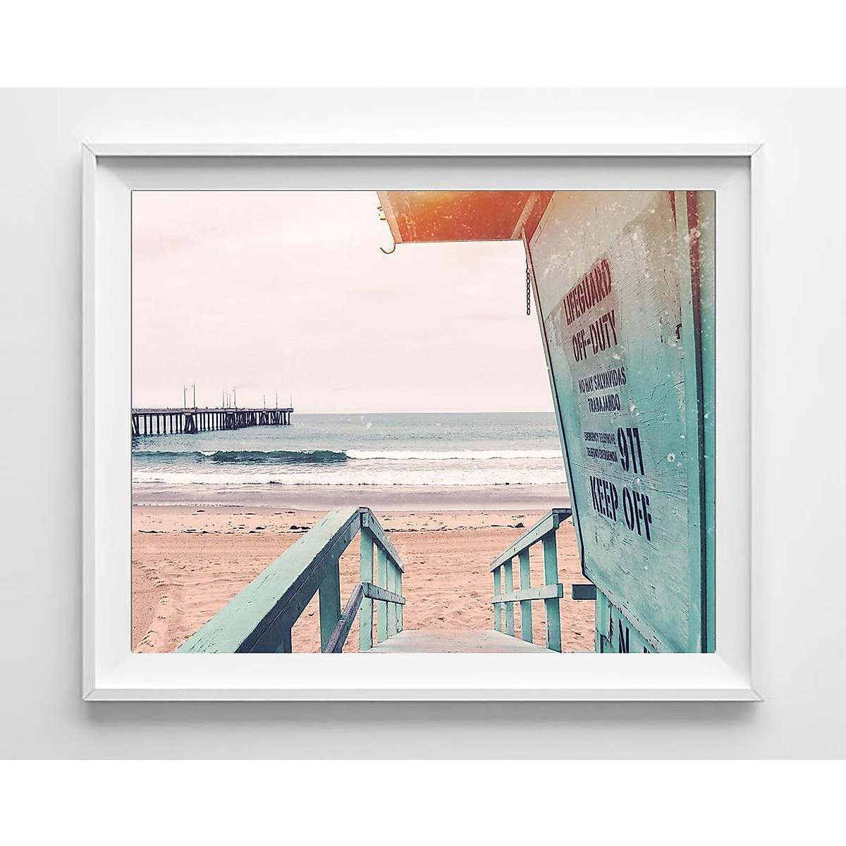Venice Beach Photography Photographic Prints, Set of 4, Unframed, Lifeguard Stand, Downtown, Aerial Art Decor Poster Sign, 8x10