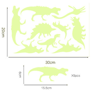 ufengke 9-pcs Dinosaurs Wall Decals Fluorescence Stickers Glow in The Dark, Children's Room Nursery Removable Wall Stickers Murals