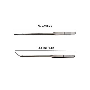 LGEGE 2pcs Long Handle Stainless Steel Straight and Curved Tweezers Nippers for Garden, Kitchen, Indoors and Outdoors