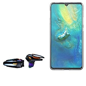 BoxWave Gaming Gear Compatible With Huawei Mate 20 X - Touchscreen QuickTrigger Auto, Trigger Buttons Autofire Gaming Mobile FPS - Jet Black