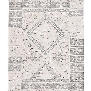 Hauteloom Andop Wool Living Room, Bedroom Area Rug - Bohemian, Transitional - Cream, Gray, Charcoal - 8' x 10'