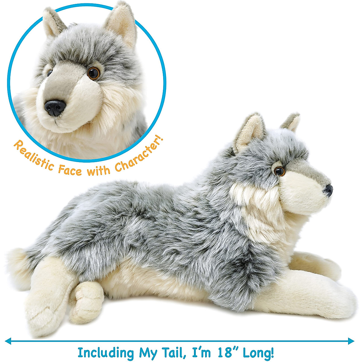 TigerHart Whitaker The Wolf - 14 Inch Stuffed Animal Plush Dog